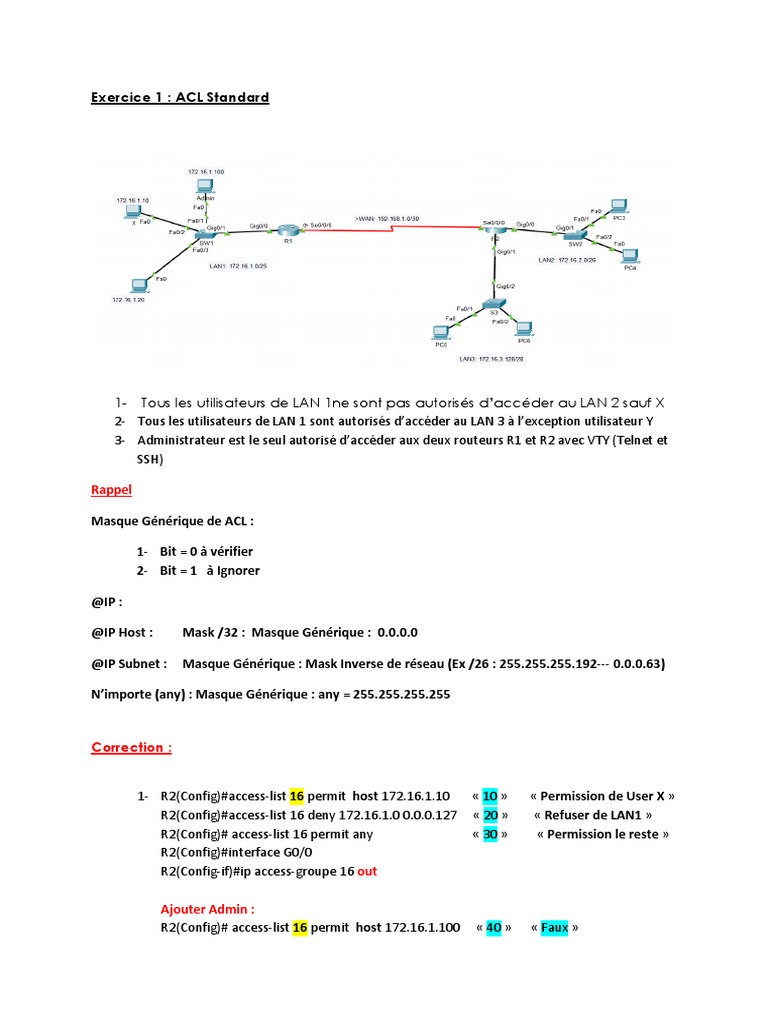 Configuration ACL et Sécurité Réseau | PDF | Système de noms de ...