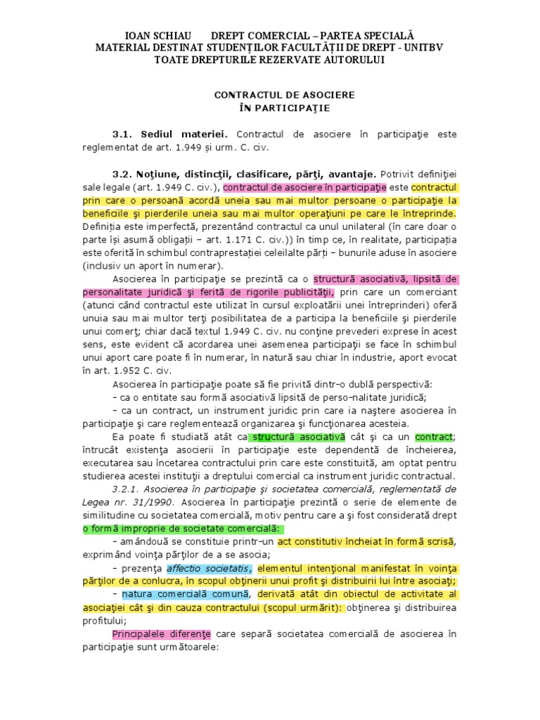 Ciursul 10 - Contractul de Asociere in Participatie | PDF