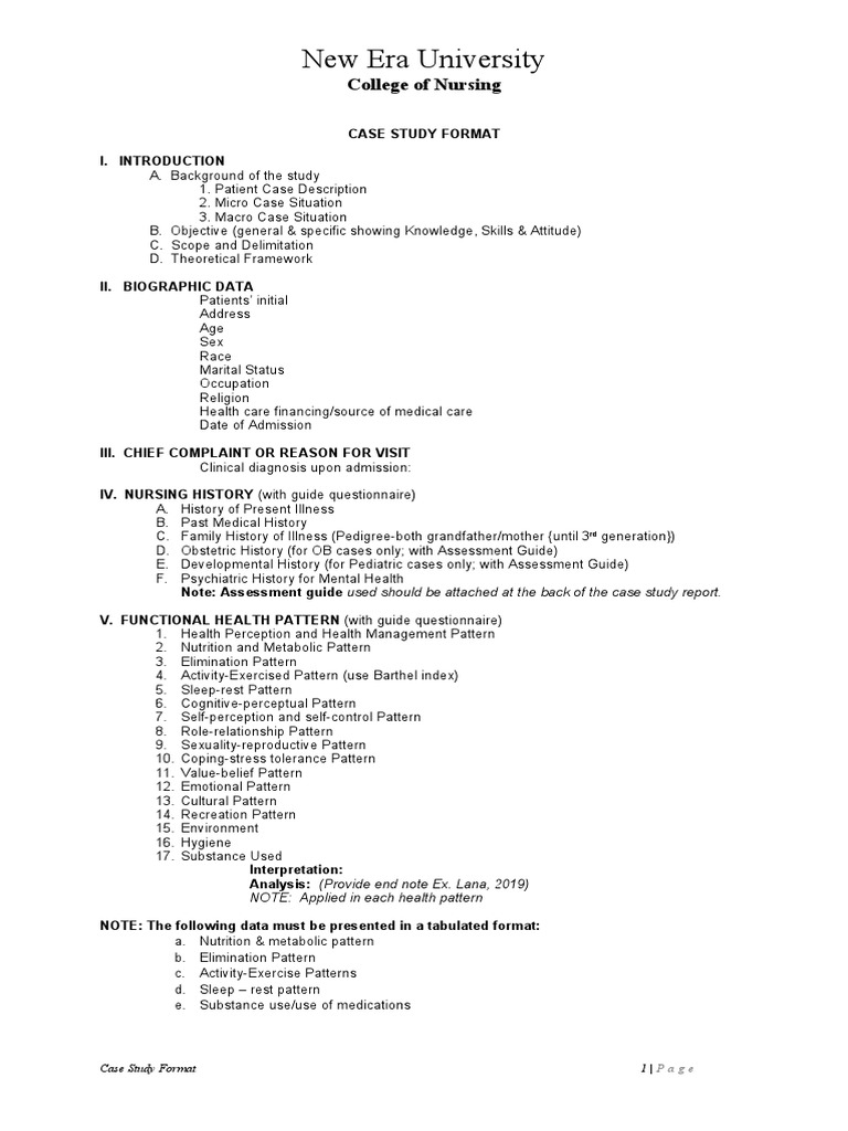 Case Study Format | PDF | Medical Diagnosis | Nursing