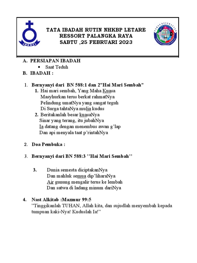 TATA IBADAH NHKB 25 Februari 2023 | PDF