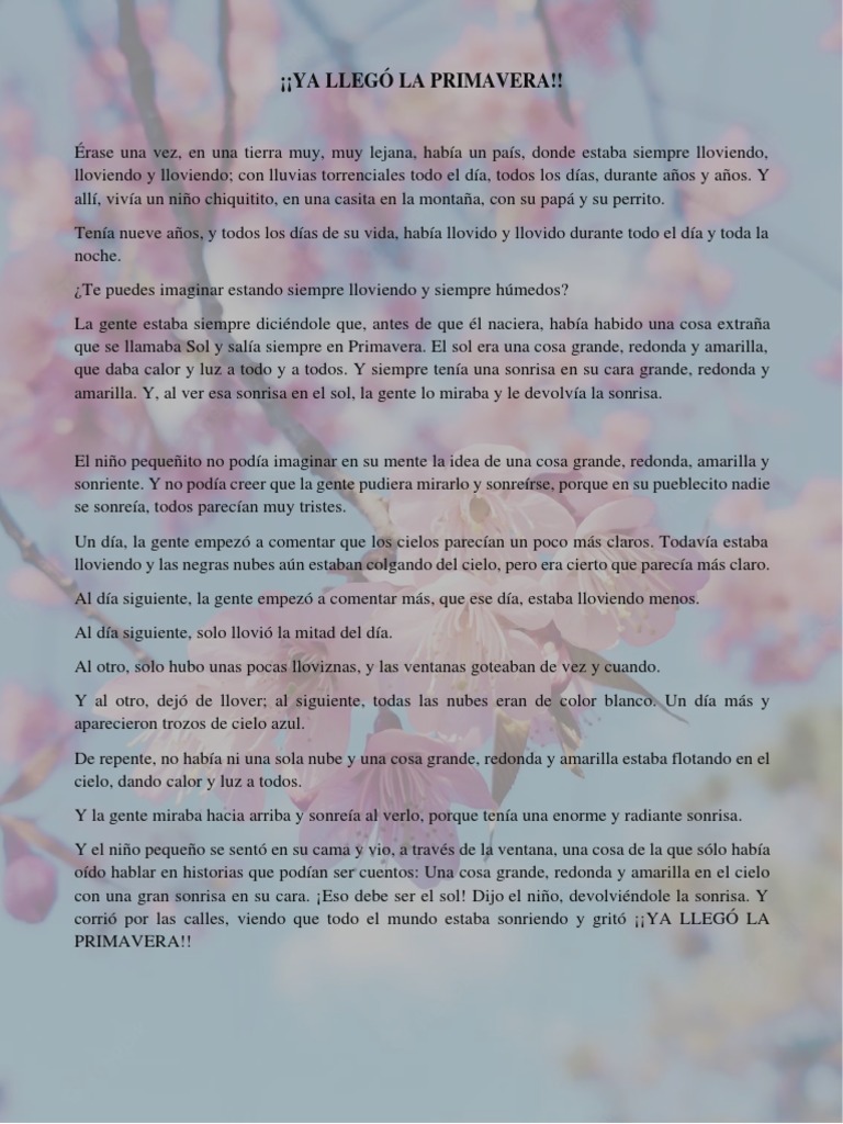 Ya Llegó La Primavera PDF | PDF