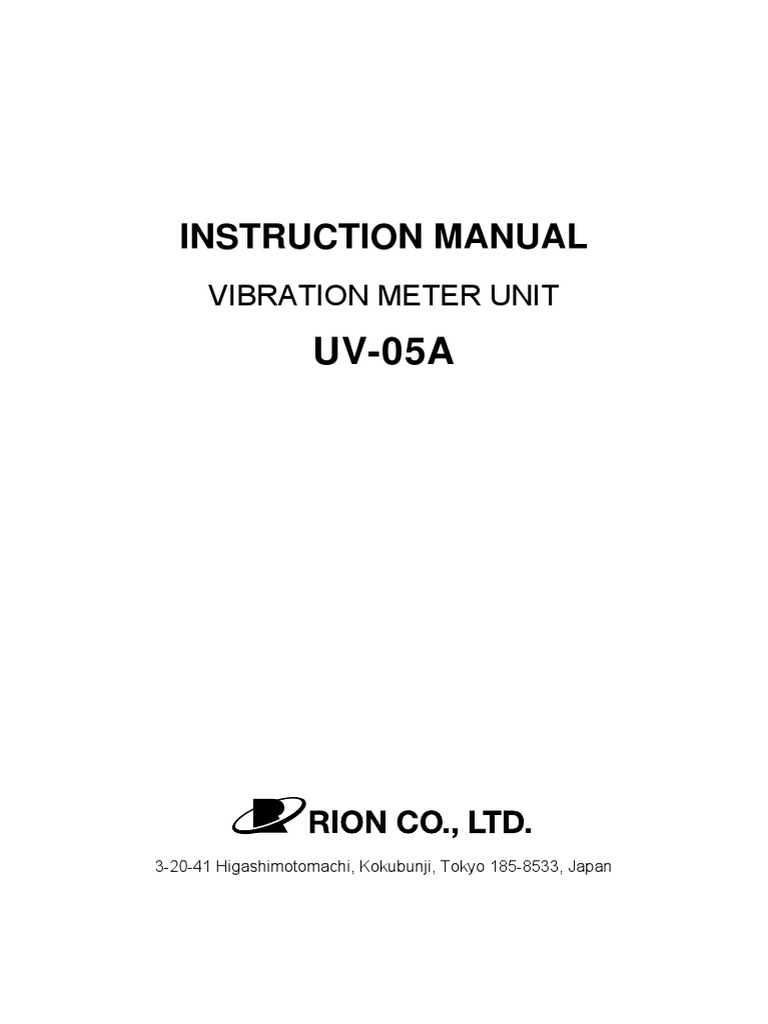 UV-05A Instruction Manual 33820 | PDF | Accelerometer | Amplitude