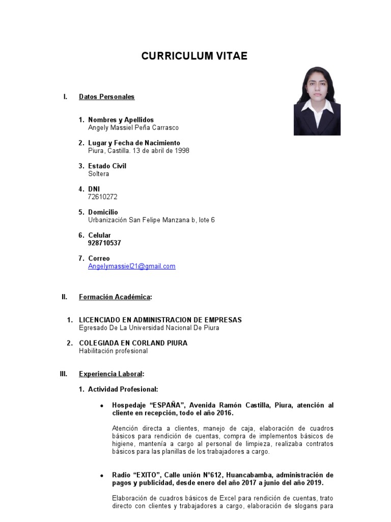 Curriculum Massiel Peña | PDF
