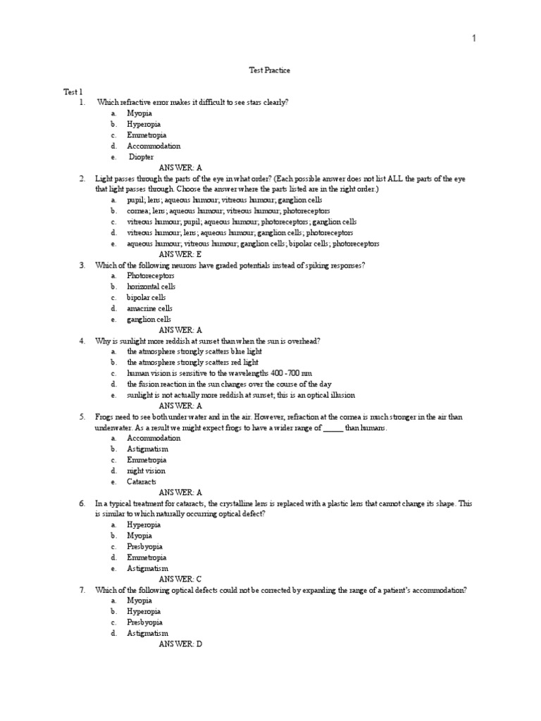Test Practice PDF | Download Free PDF | Color | Visual System