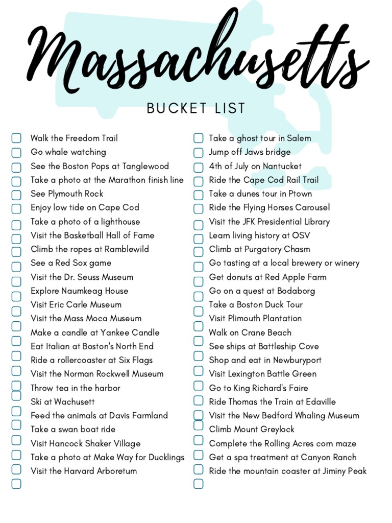 Massachusetts Bucket List 3 | PDF Massachusetts Bucket List 3 | PDF