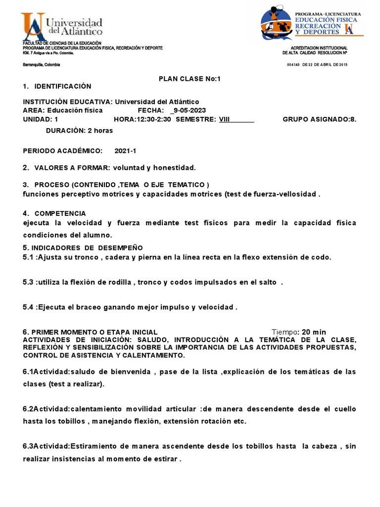 Formato Plan Clase | PDF