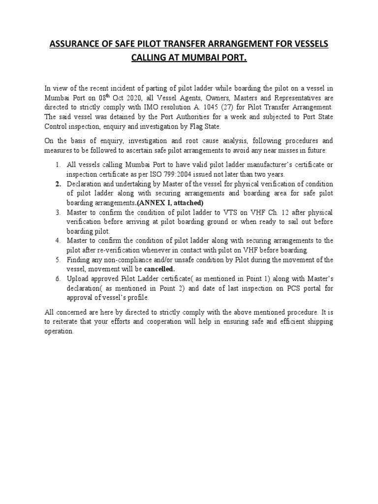 Pilot Ladder Trade Circular | PDF