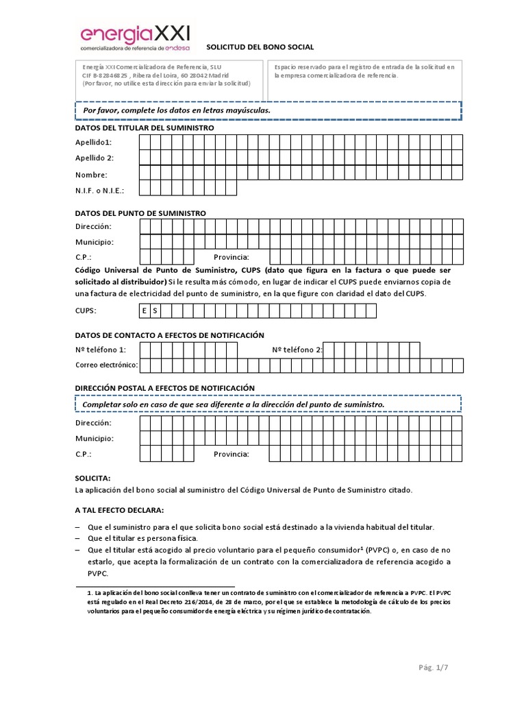 Solicitud Bono Social PDF | PDF