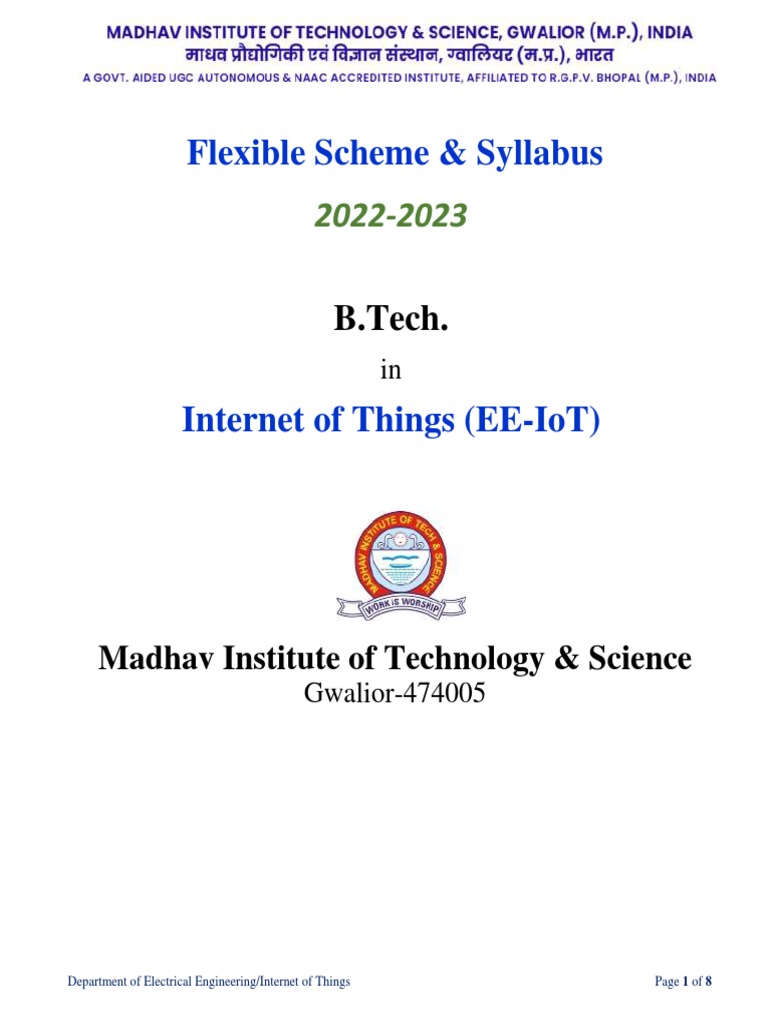 I - Sem - Syllabus - EE IoT - 2022-23 | PDF | Internet Of Things ...