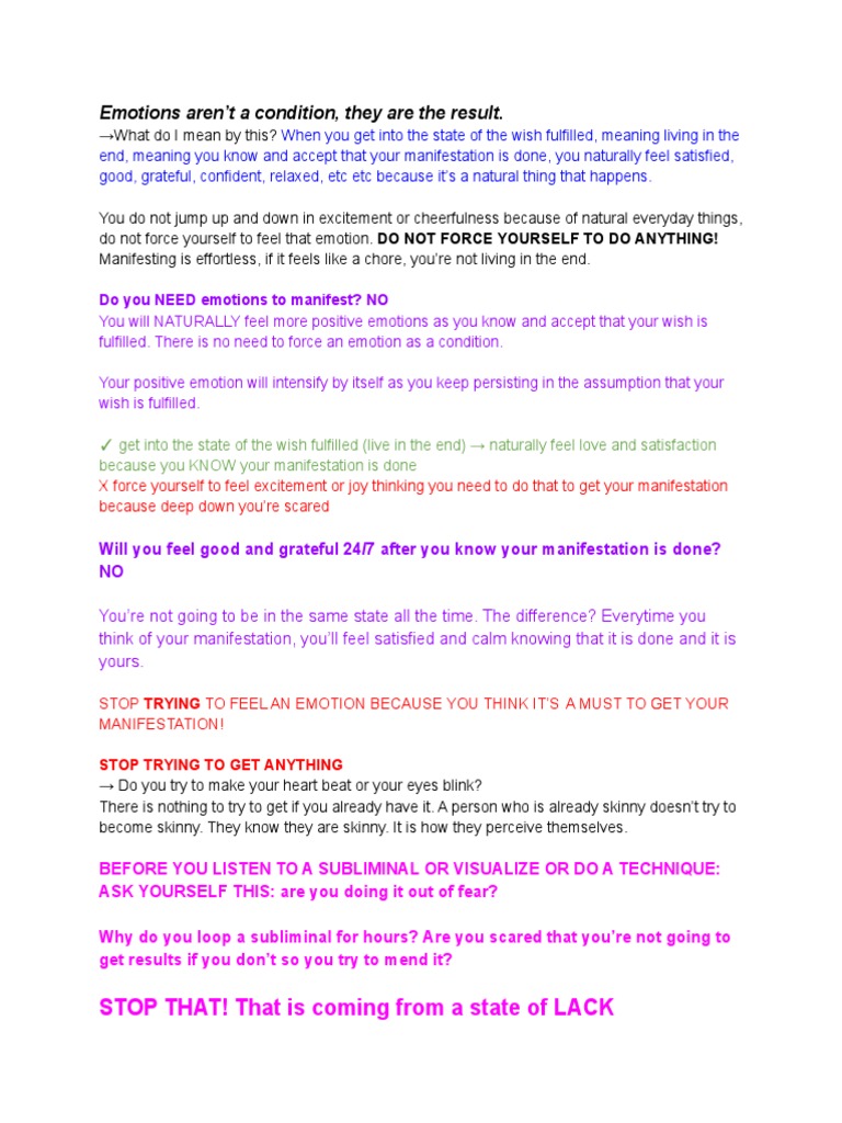 Quick Guide To Emotions While Manifesting - Solar | PDF | Thought | Mind