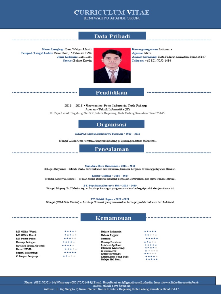 CV Beni Wahyu Afandi - Teknik Informatika | PDF