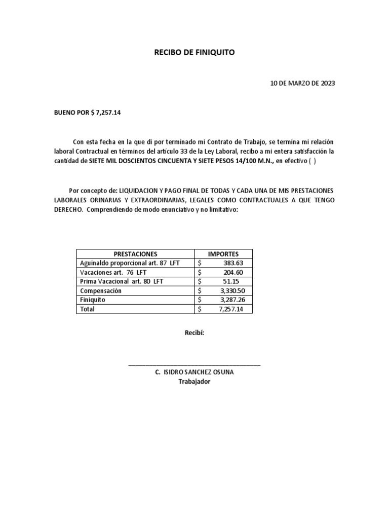 Carta Finiquito | PDF