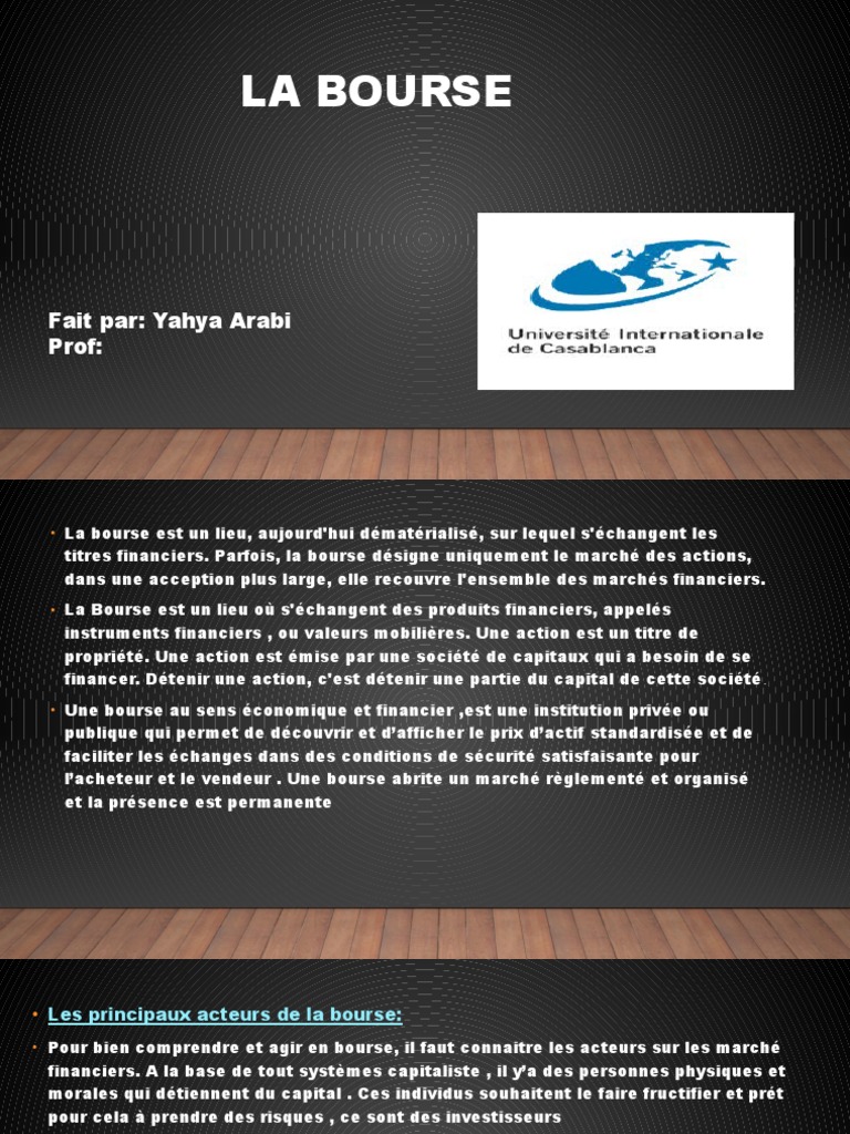 Comprendre la Bourse et ses Acteurs | PDF | Bourse (économie) | Bourse des valeurs