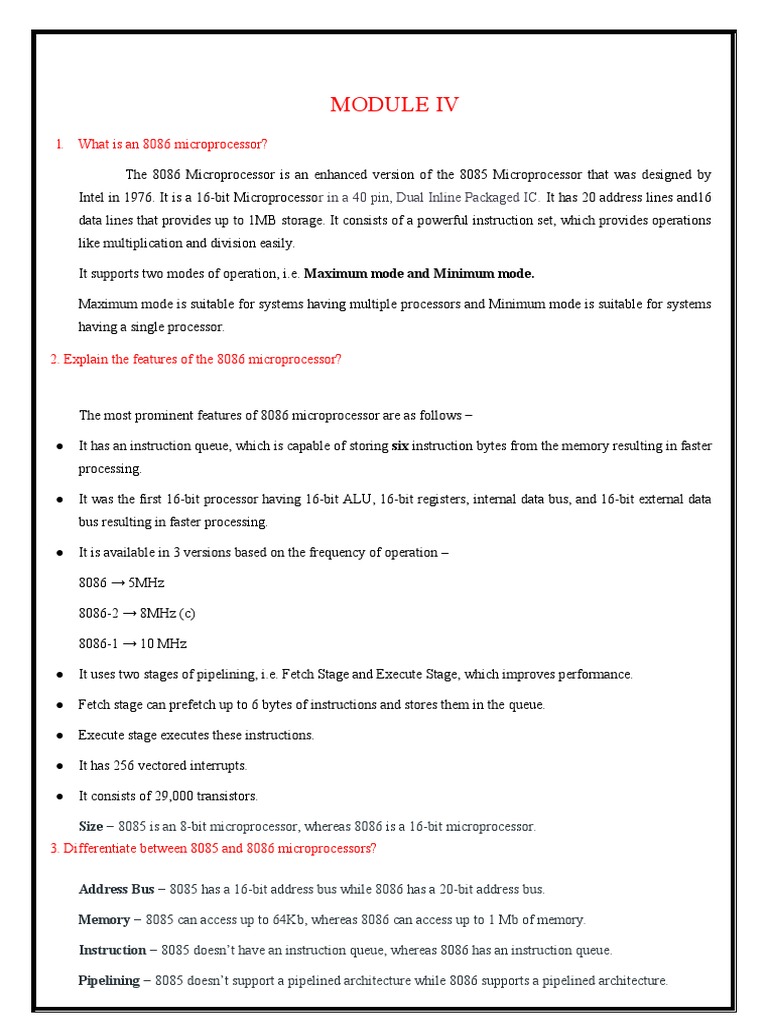 What Is An 8086 Microprocessor?: R in A 40 Pin, Dual Inline Packaged IC | Download Free PDF ...