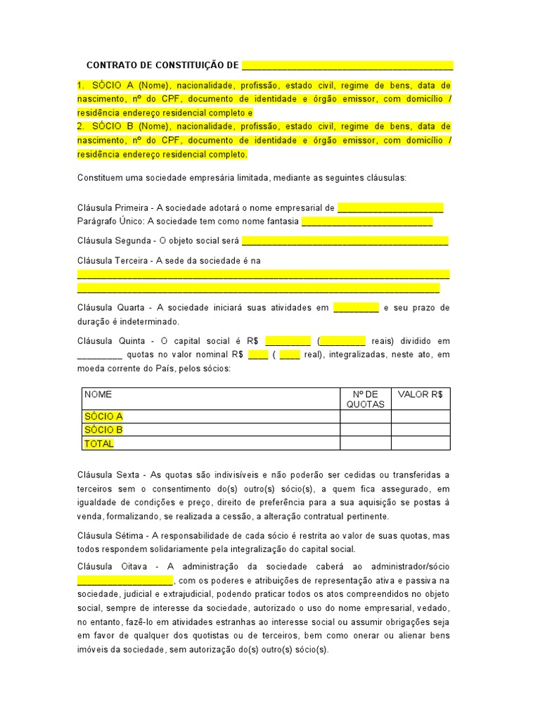 04 Etapa2 Contrato Social | PDF | Companhia limitada | Balancete