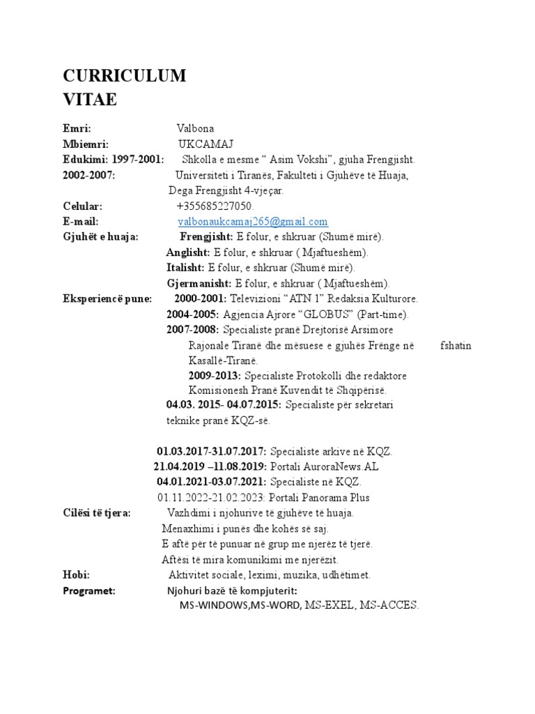 Document CV VALBONA | PDF