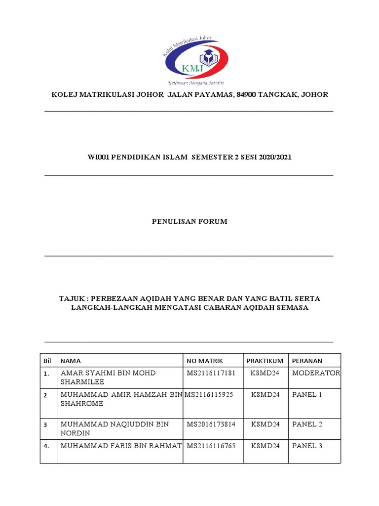 Skrip Penulisan Forum Pelajar Group 4 Baru | PDF