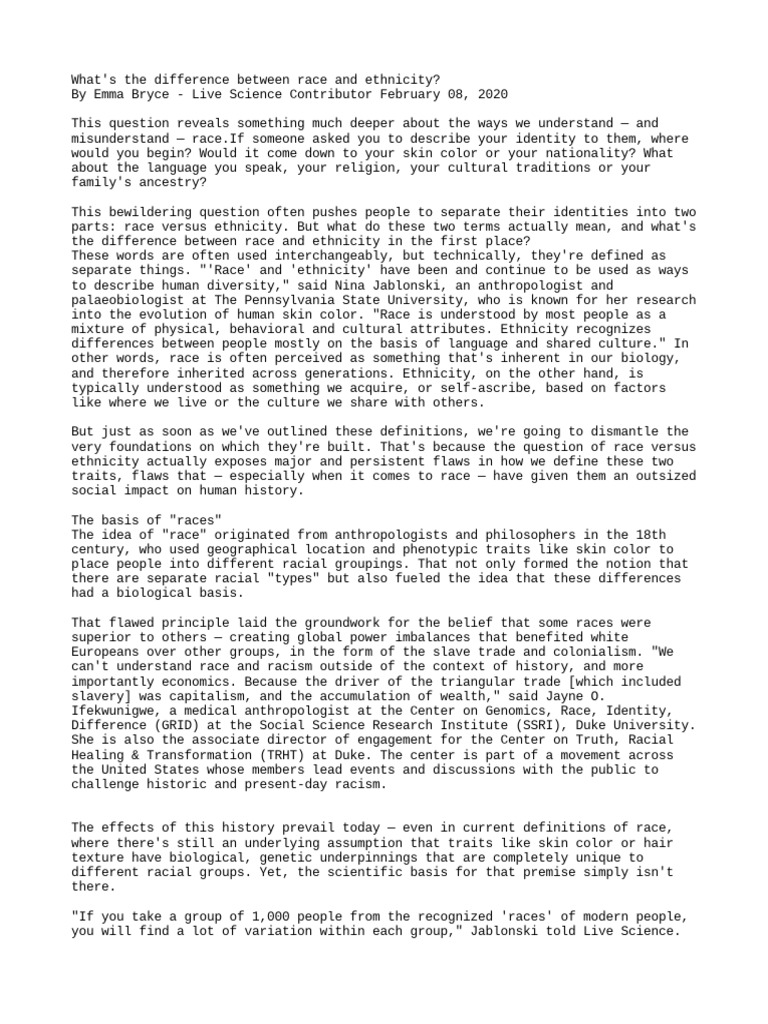 Race and Ethnicity | PDF | Race (Human Categorization) | Ethnic Groups