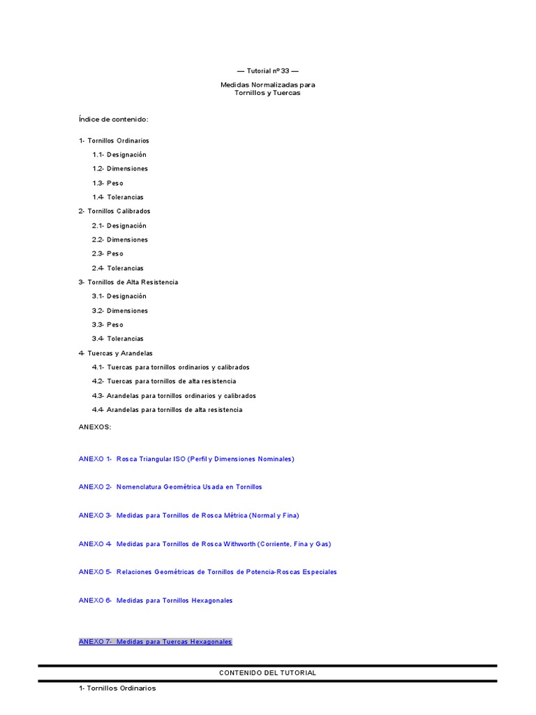 Medidas Normalizadas para Tuercas y Tornillos | PDF | Tornillo | Acero