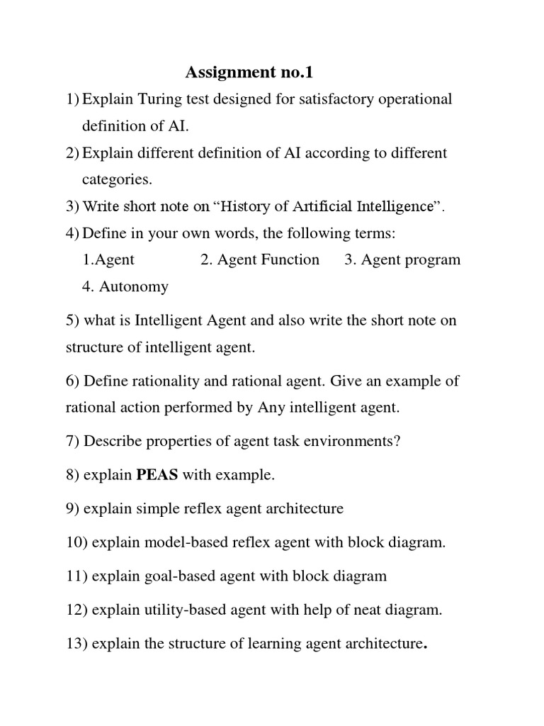 AI Unit1 Assignment PDF | PDF | Technology & Engineering