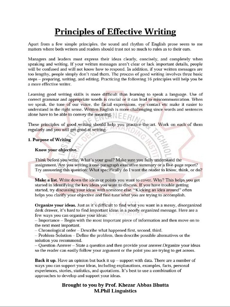 Principles of Good Writing | PDF