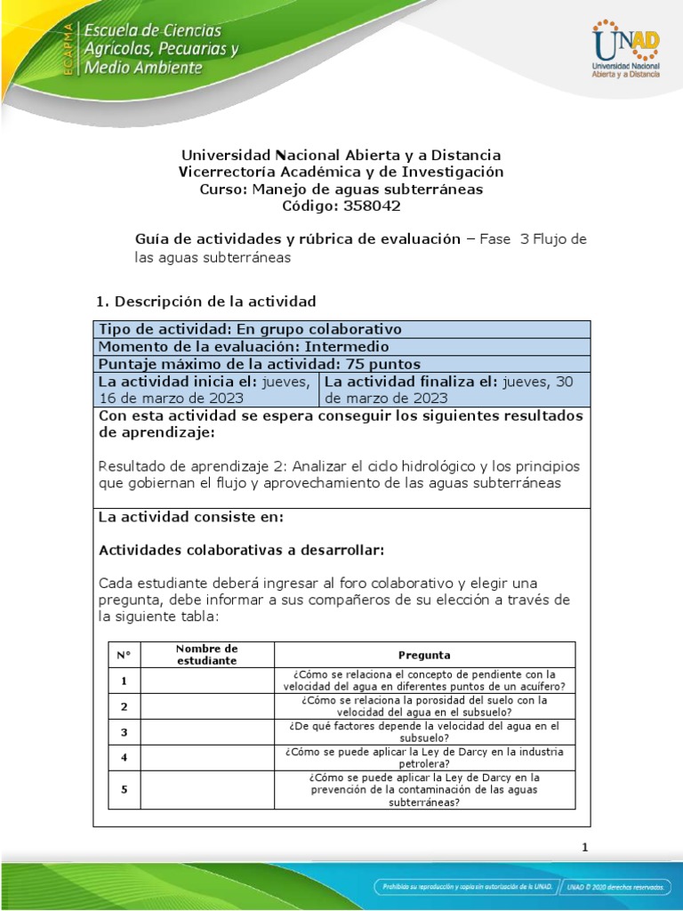 Fase 3 - Flujo de Las Aguas Subterráneas | PDF | Agua subterránea | Evaluación
