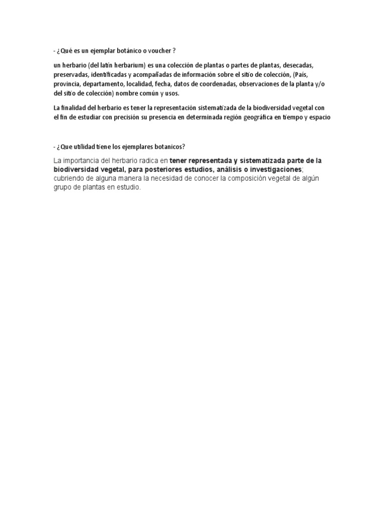 Qué Es Un Ejemplar Botánico o Voucher | PDF