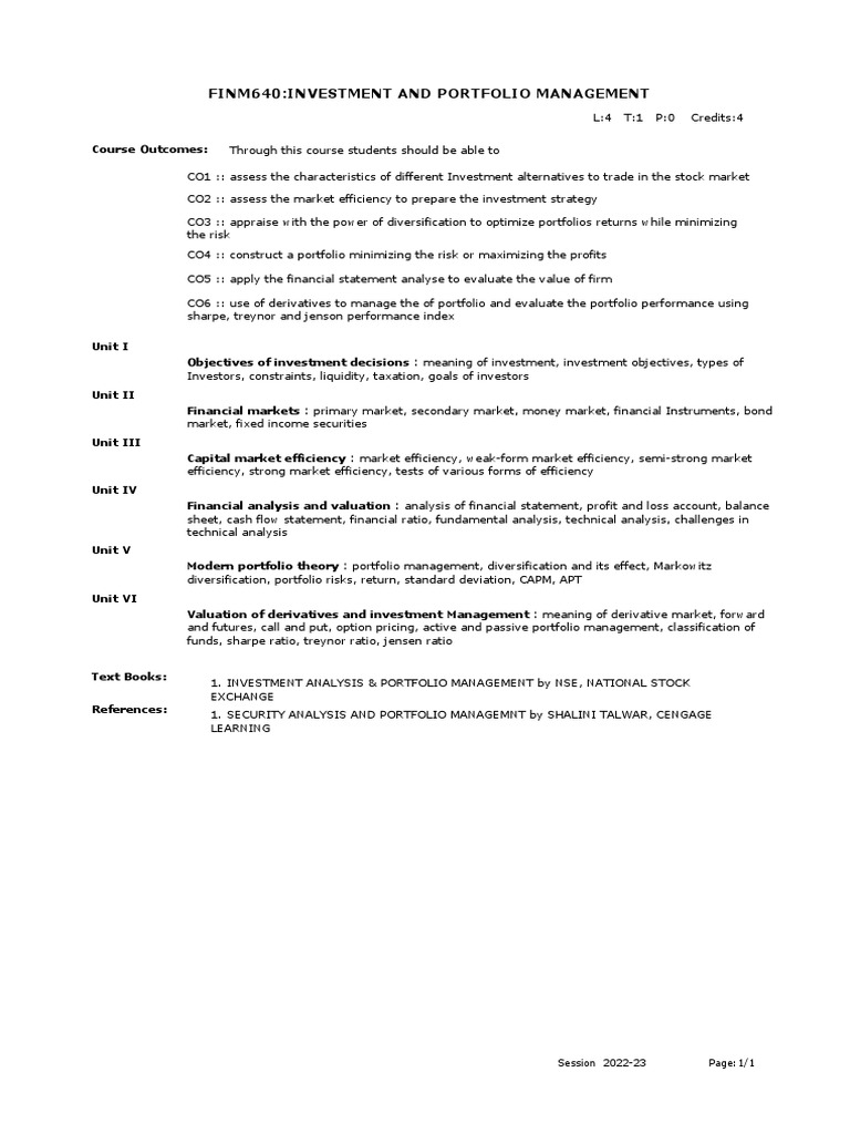 Investment & Aportfolio Management | PDF | Investing | Investment ...