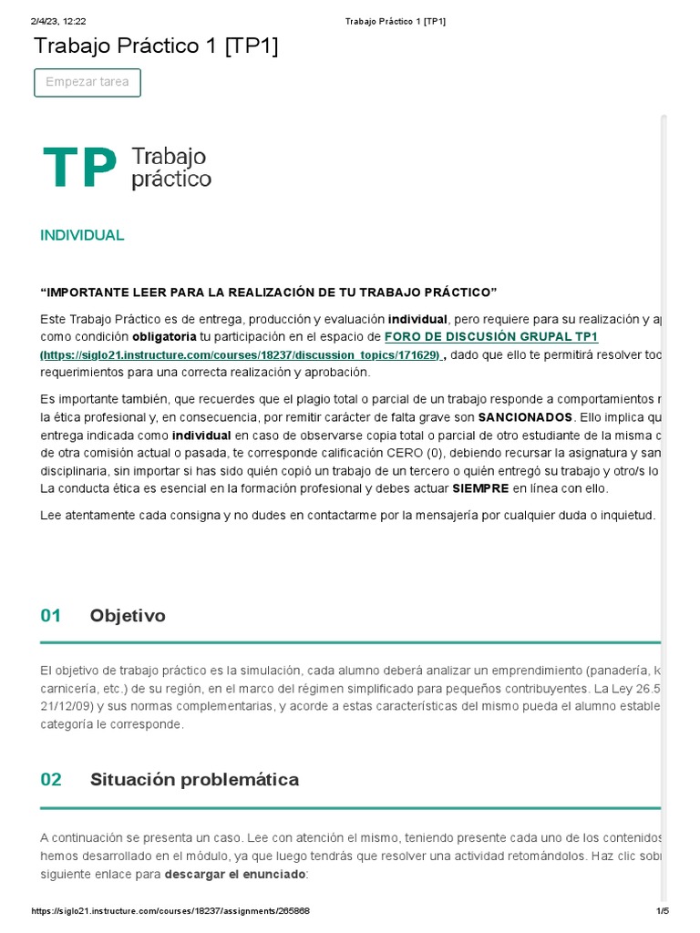 I2 - TP1 - Objetivos de La Actividad | PDF | Informática