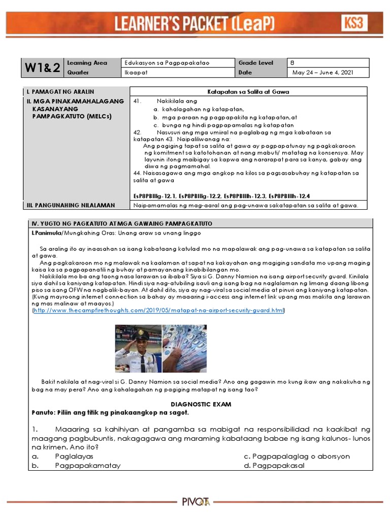 Q4 ESP 8 Week 1 - 2 - Almariento | PDF