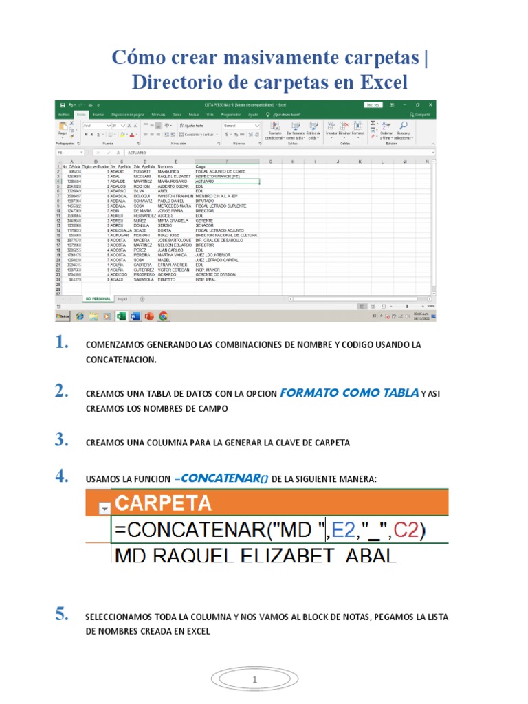 Crea carpetas masivas Excel | Directorio carpetas | PDF | Archivo de computadora | Microsoft Excel