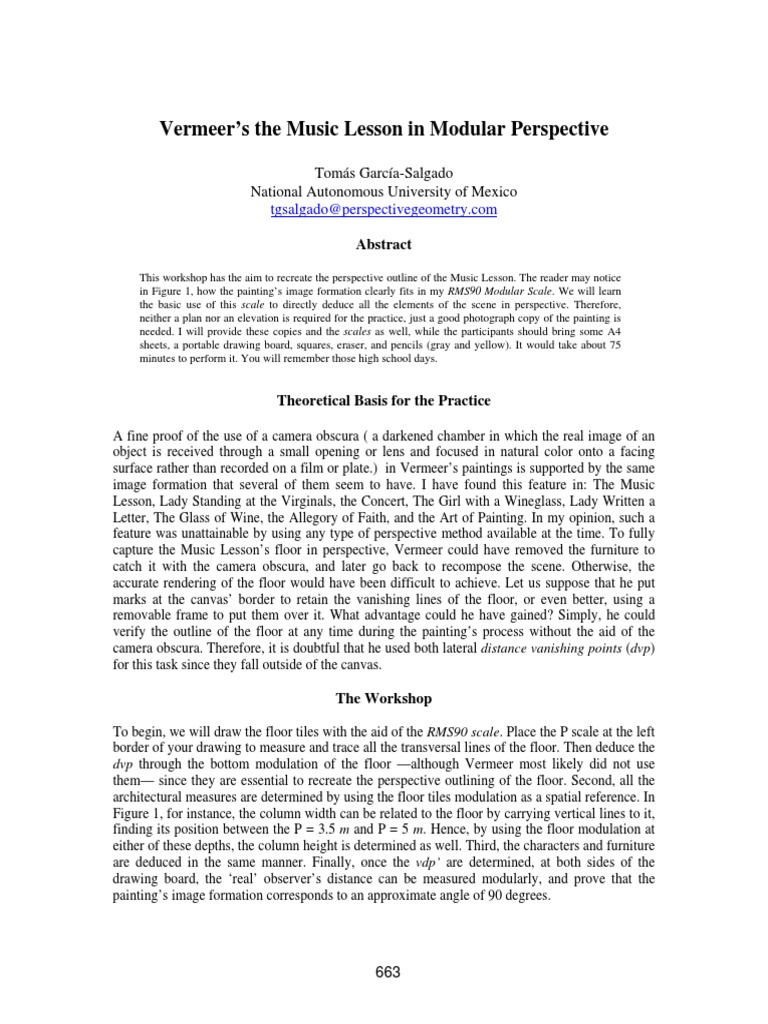 Garcia Salgado - Vermeer's The Music Lesson in Modular Perspective ...
