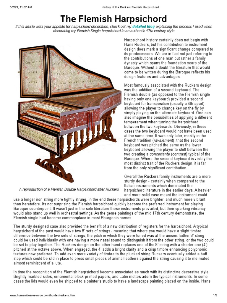History of the Ruckers Flemish Harpsichord | PDF | Harpsichord | String ...