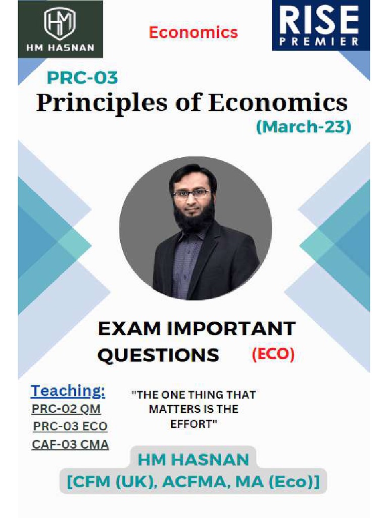 Economics Exam Solutions by HM Hasnan | PDF | Demand | Economics
