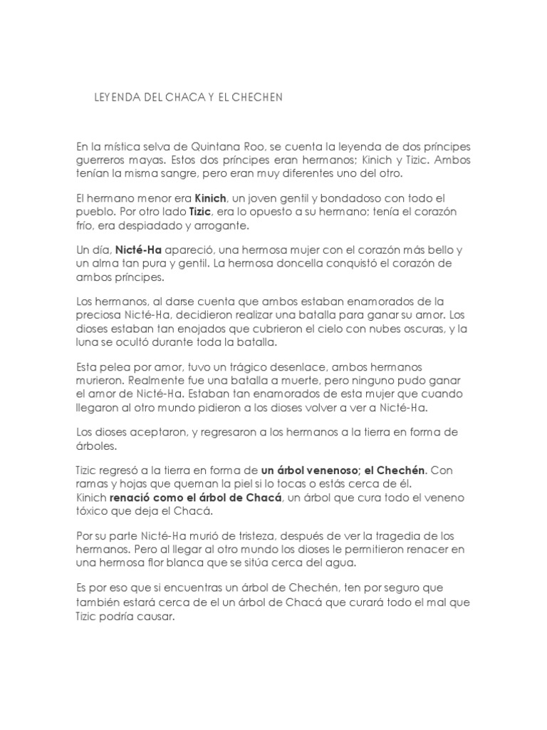 Leyenda del Chechén y el Chacá | PDF | Historia | Poesía