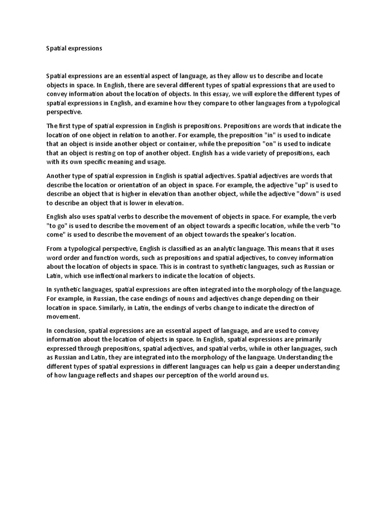 Spatial Expressions | PDF