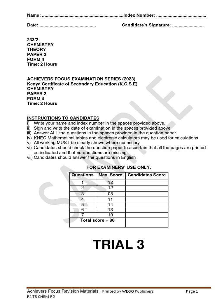F4 Chemistry P2 QN - Docxs | PDF