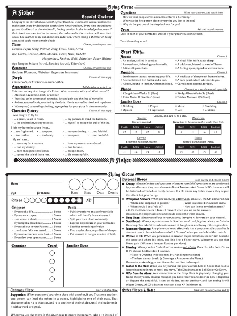 Fisher Archetype in Flying Circus RPG | PDF | Home & Garden