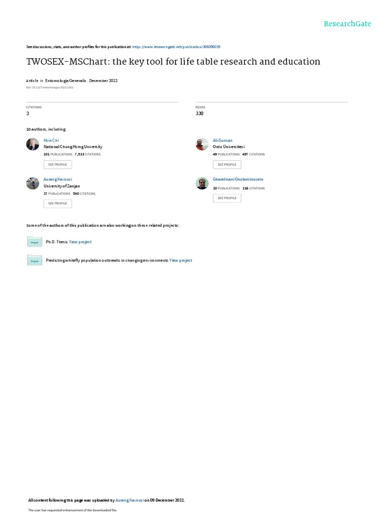 TWOSEX-MSChart The Key Tool For Life Table Research and Education PDF | PDF