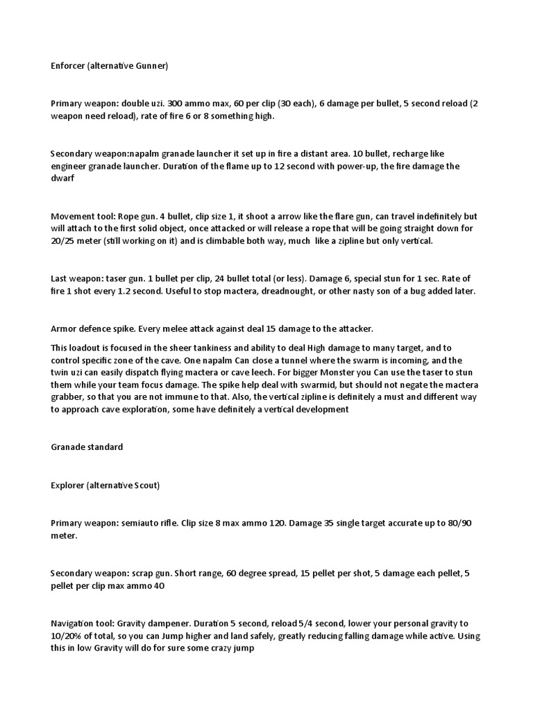 DRG Class Concept | PDF | Ammunition | Equipment