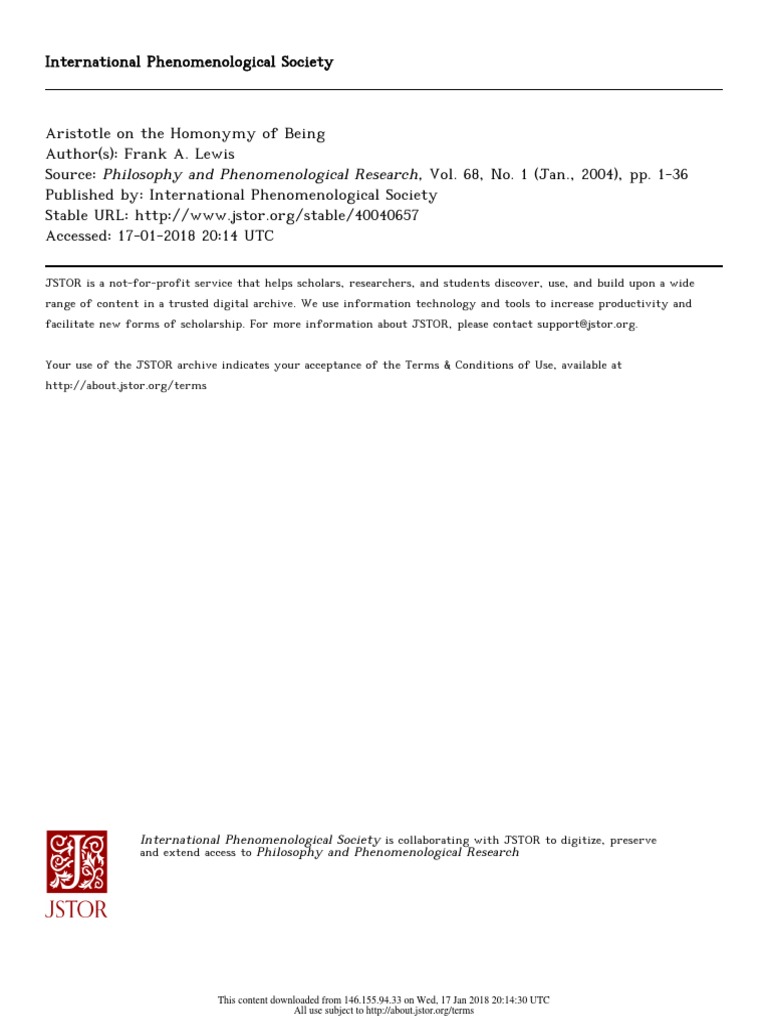 Aristotle's Homonymy of Being Explained | PDF | Definition | Plato