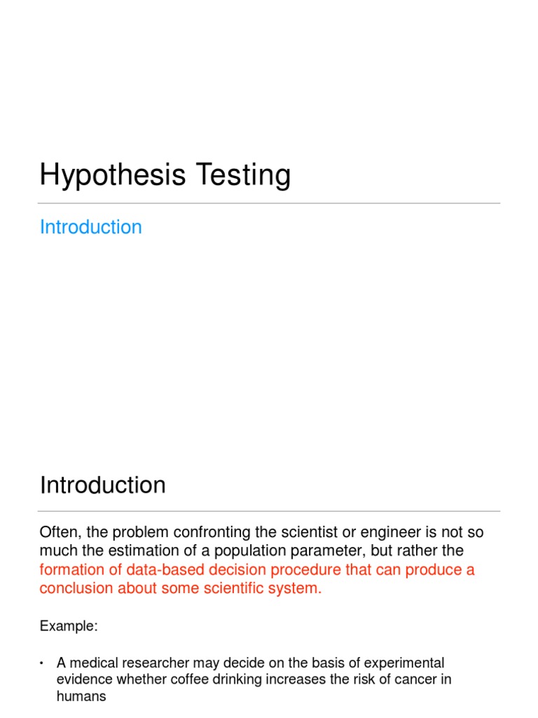 Materi 3B - Hypothesis Testing - Intro Test Concerning Means | PDF ...