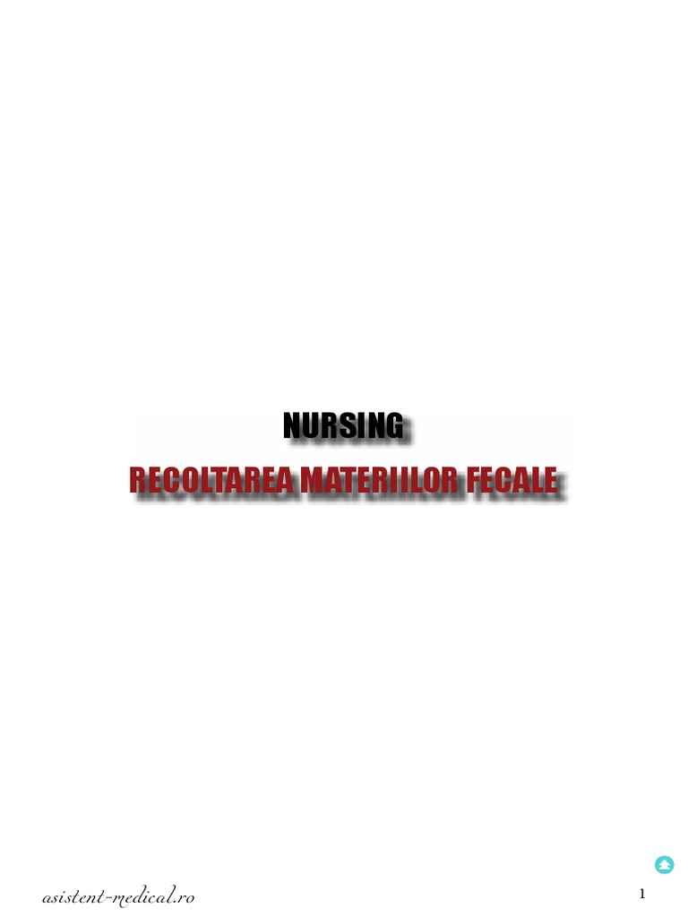 Recoltarea Materiilor Fecale PDF | PDF