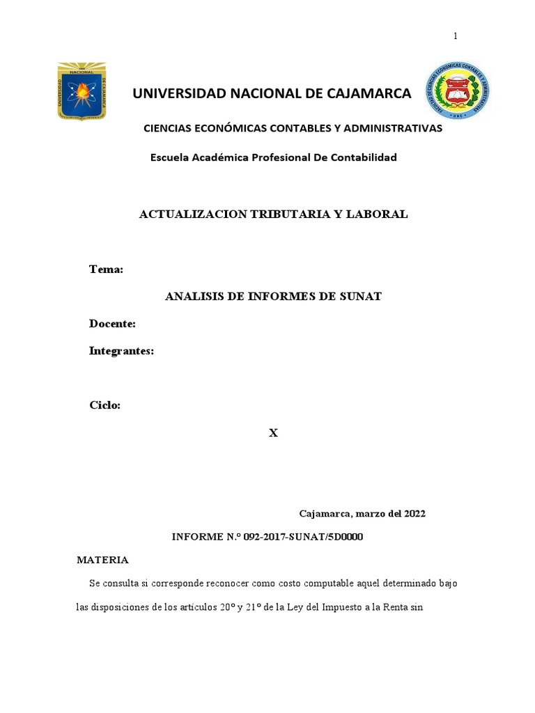 Analisis de Informes de Sunat Grupo 5 | PDF