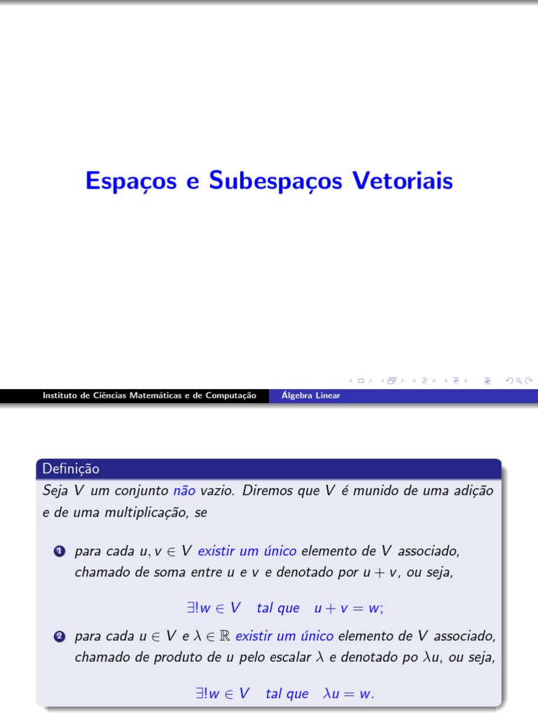 Aula 1 Espaços Vetoriais 1 Pdf Mapa Linear Espaço Vetorial