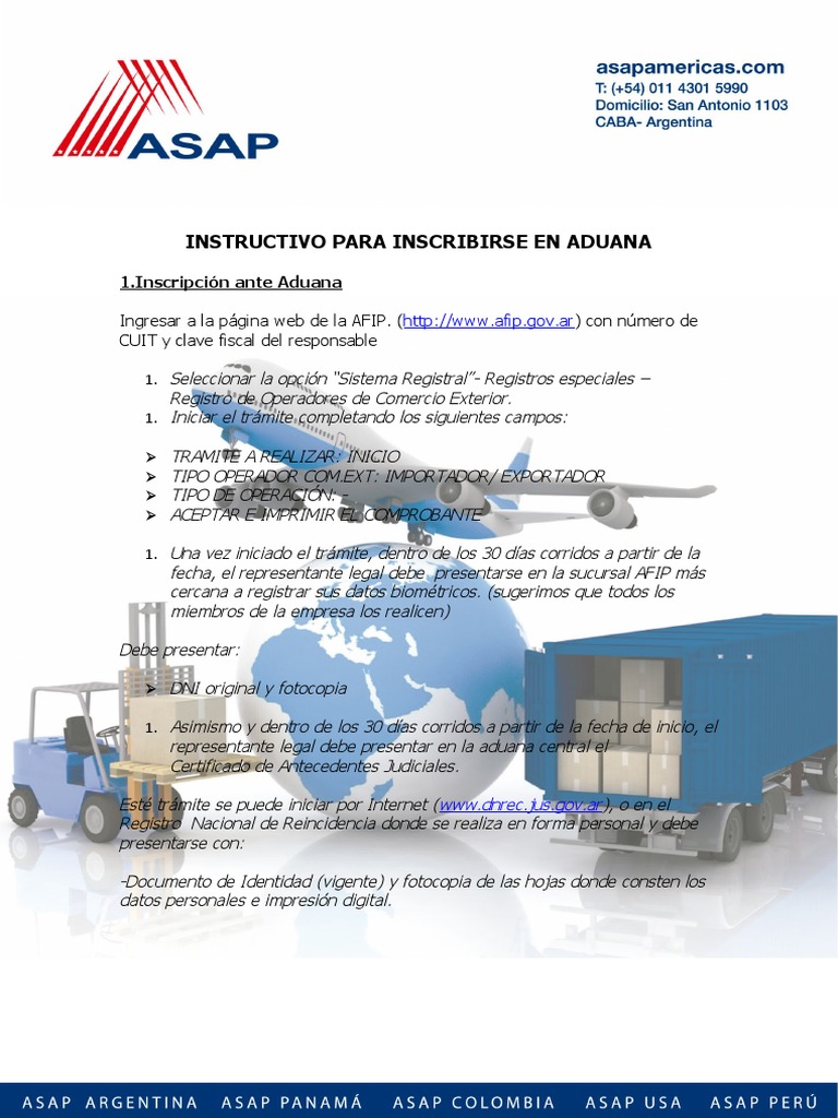 Instructivo Inscripcion Aduana | PDF | aduana