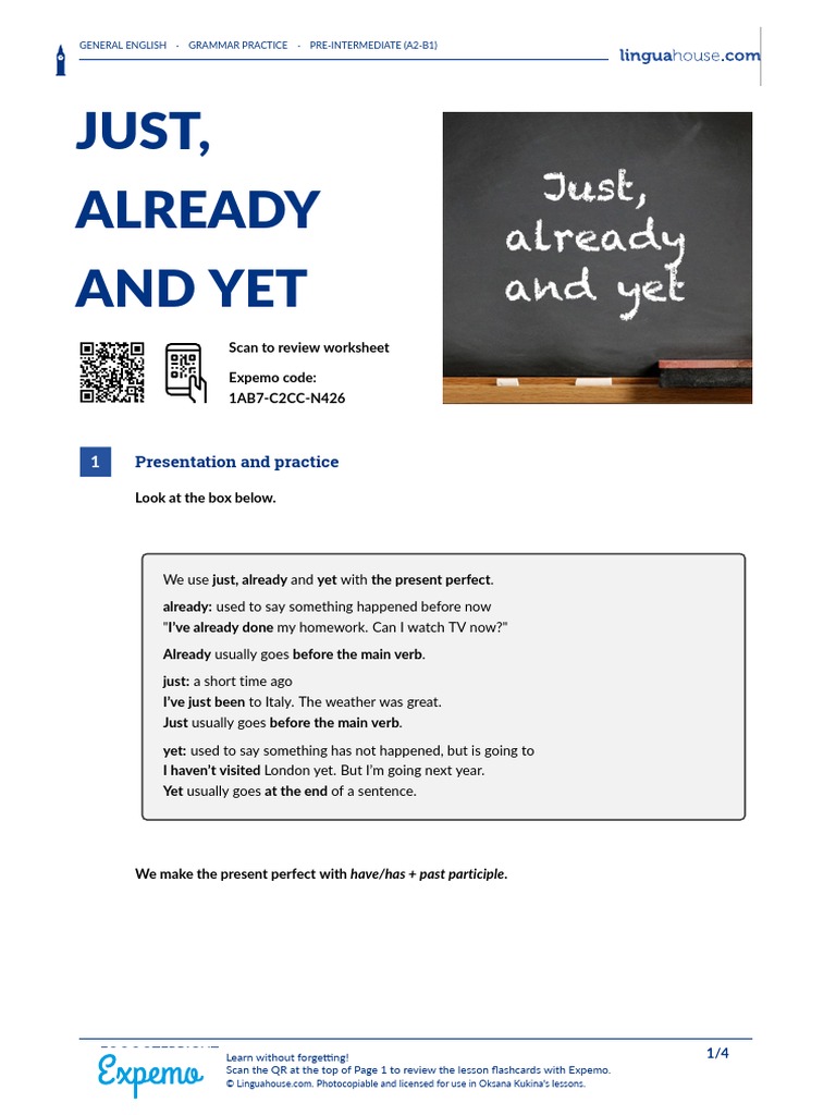 Just Already and Yet British English Teacher | PDF