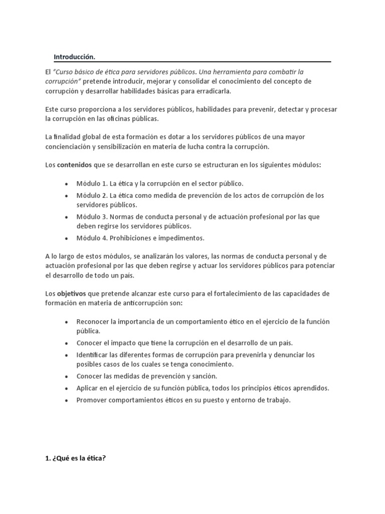Módulo 1 La ética Y La Corrupción En El Sector Público Pdf