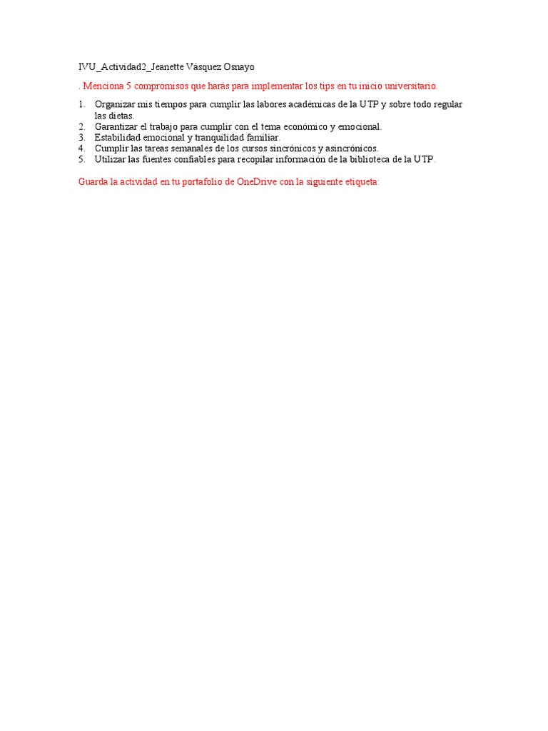 IVU - Actividad2 - Jeanette Vásquez Osnayo | PDF | Crecimiento personal ...