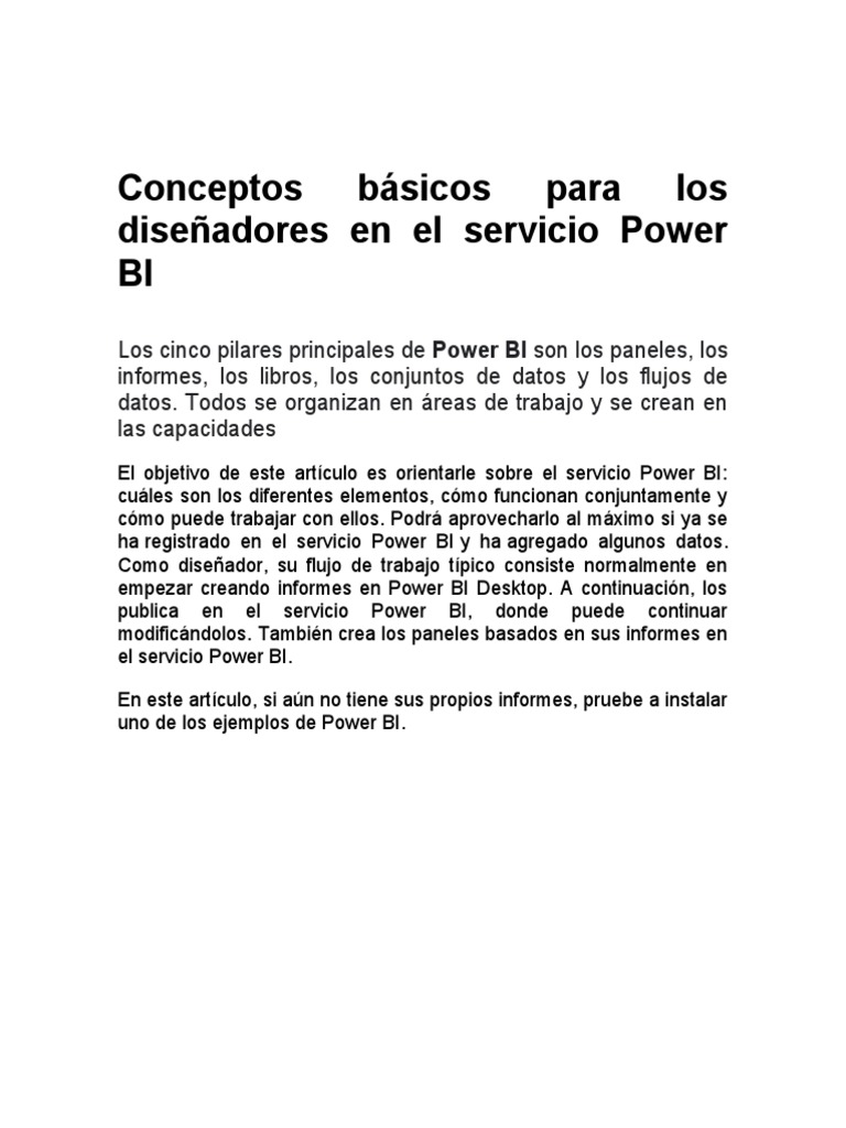 Guía de conceptos clave en Power BI | PDF | Microsoft Excel | Software